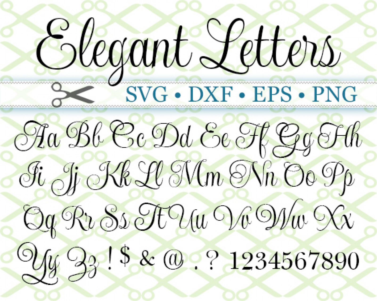 ELEGANT SCRIPT SVG FONT Cricut Silhouette Files SVG DXF EPS PNG 