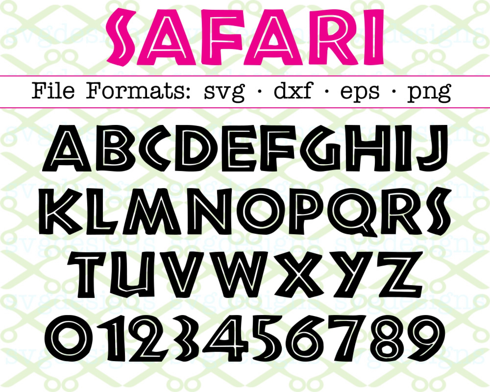 SAFARI LETTERS SVG FONT Cricut Silhouette Files SVG DXF EPS PNG 