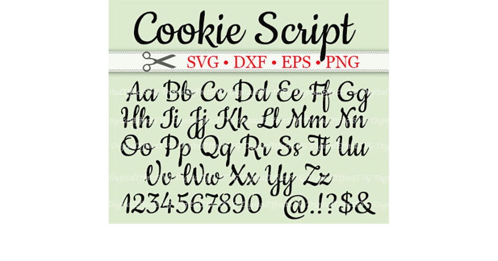COOKIE SCRIPT SVG FONT-Cricut & Silhouette Files SVG DXF EPS PNG | MONOGRAMSVG.COM by SVG Designs