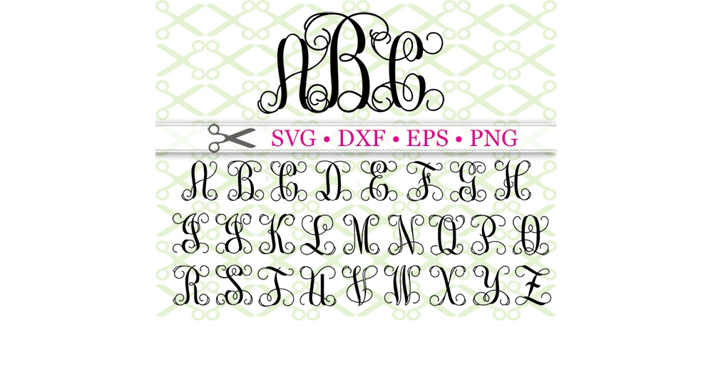 VINE MONOGRAM SVG FONT-Cricut Silhouette Files SVG DXF EPS PNG ...