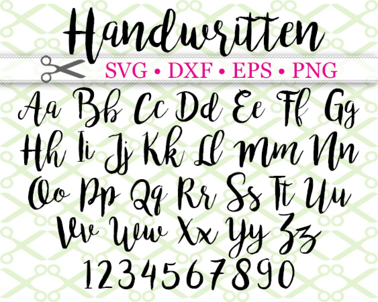 HANDWRITTEN SCRIPT SVG FONT Cricut Silhouette Files SVG DXF EPS PNG 